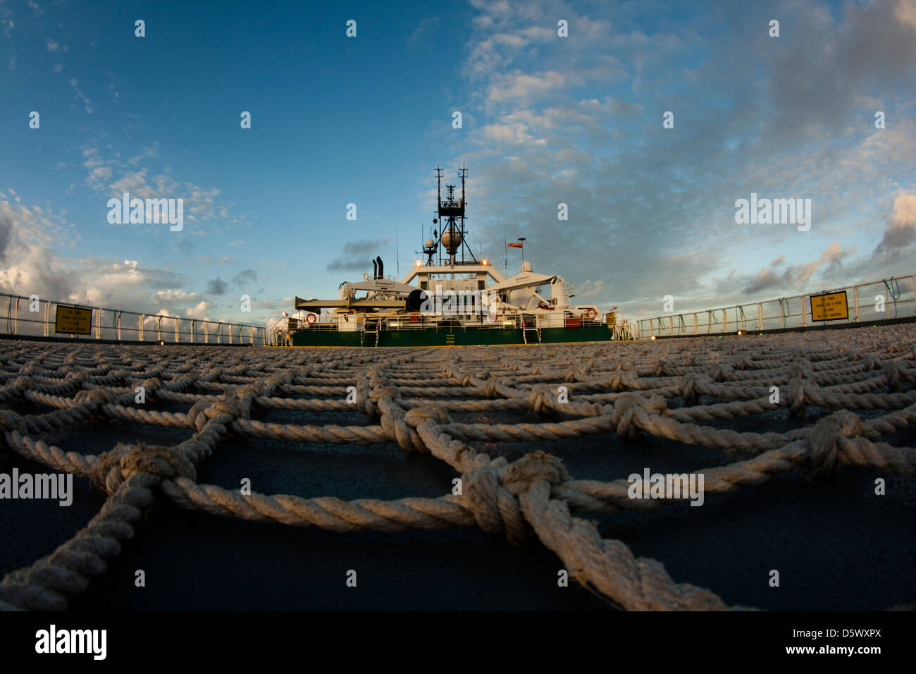 Helicopter landing deck of the seismic vessel Veritas Vantage Stock ...