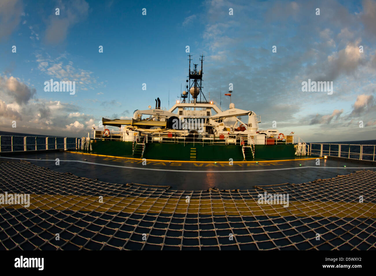 Helicopter landing deck of the seismic vessel Veritas Vantage Stock ...