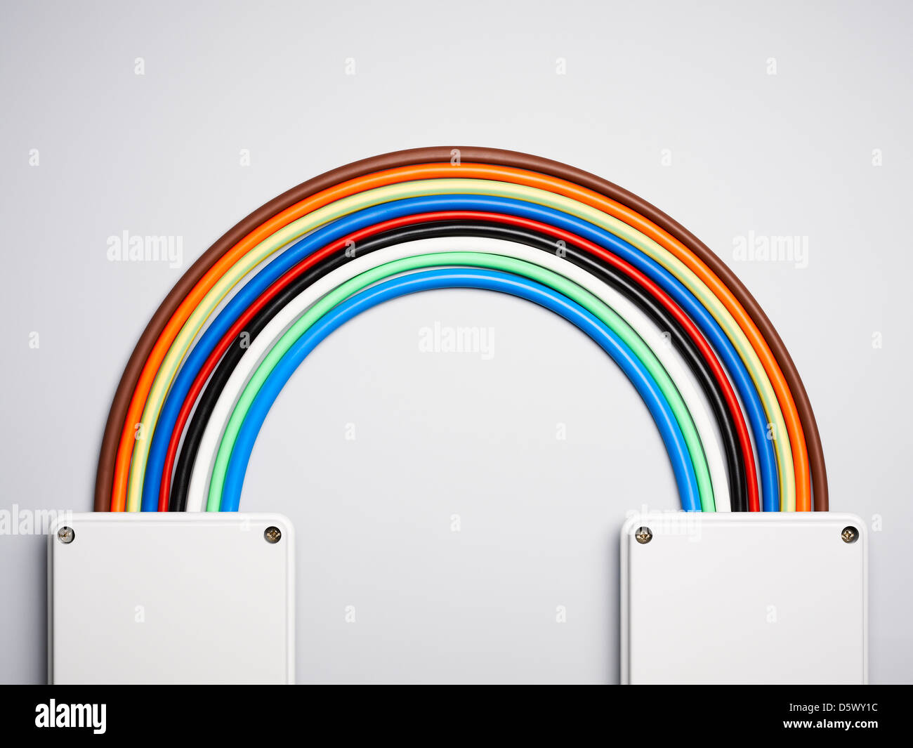 Colorful cords in rainbow shape hi-res stock photography and images - Alamy