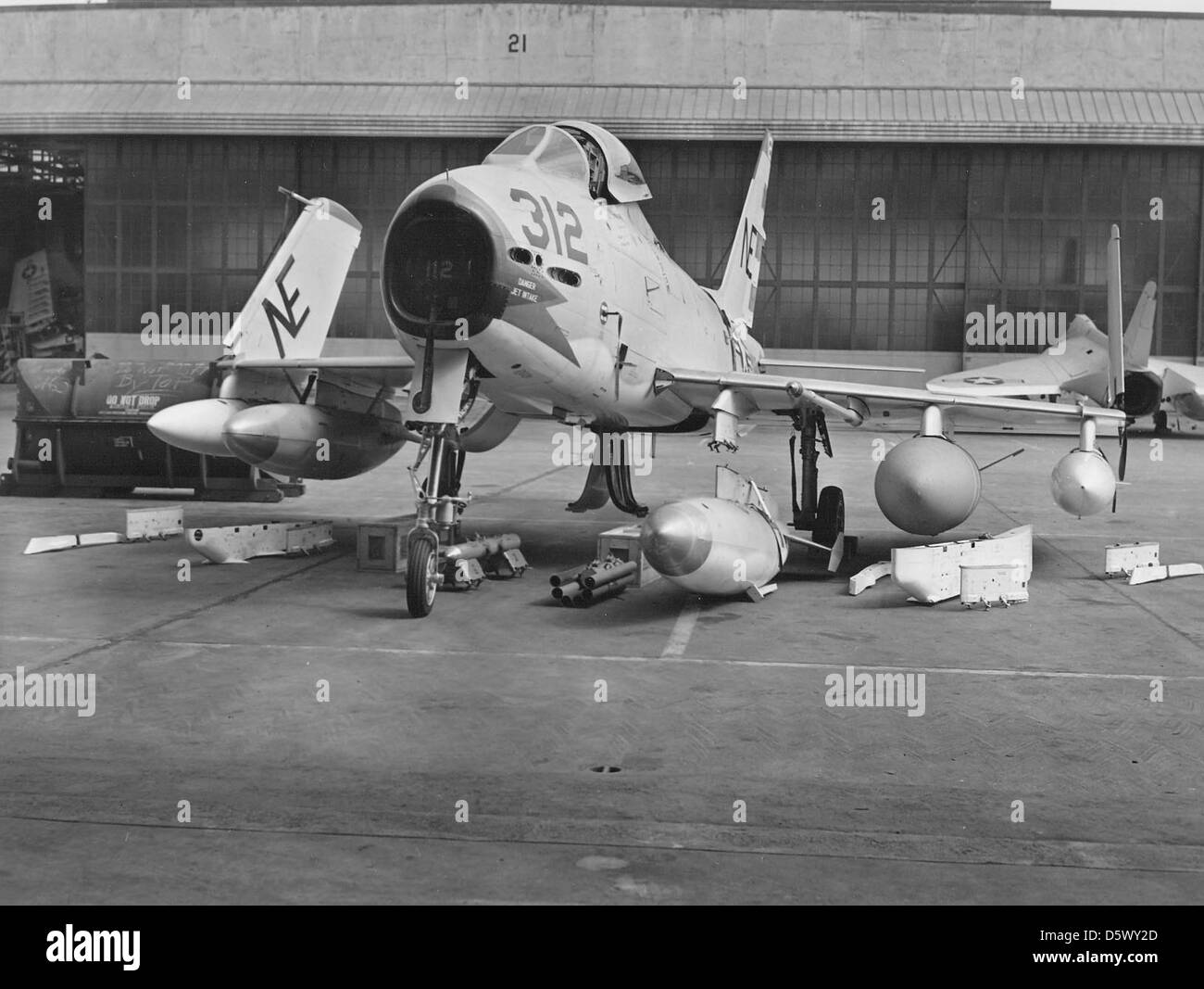 The North American FJ-4B 'Fury' of VF-63 at NAS Alameda in 1958, a ...