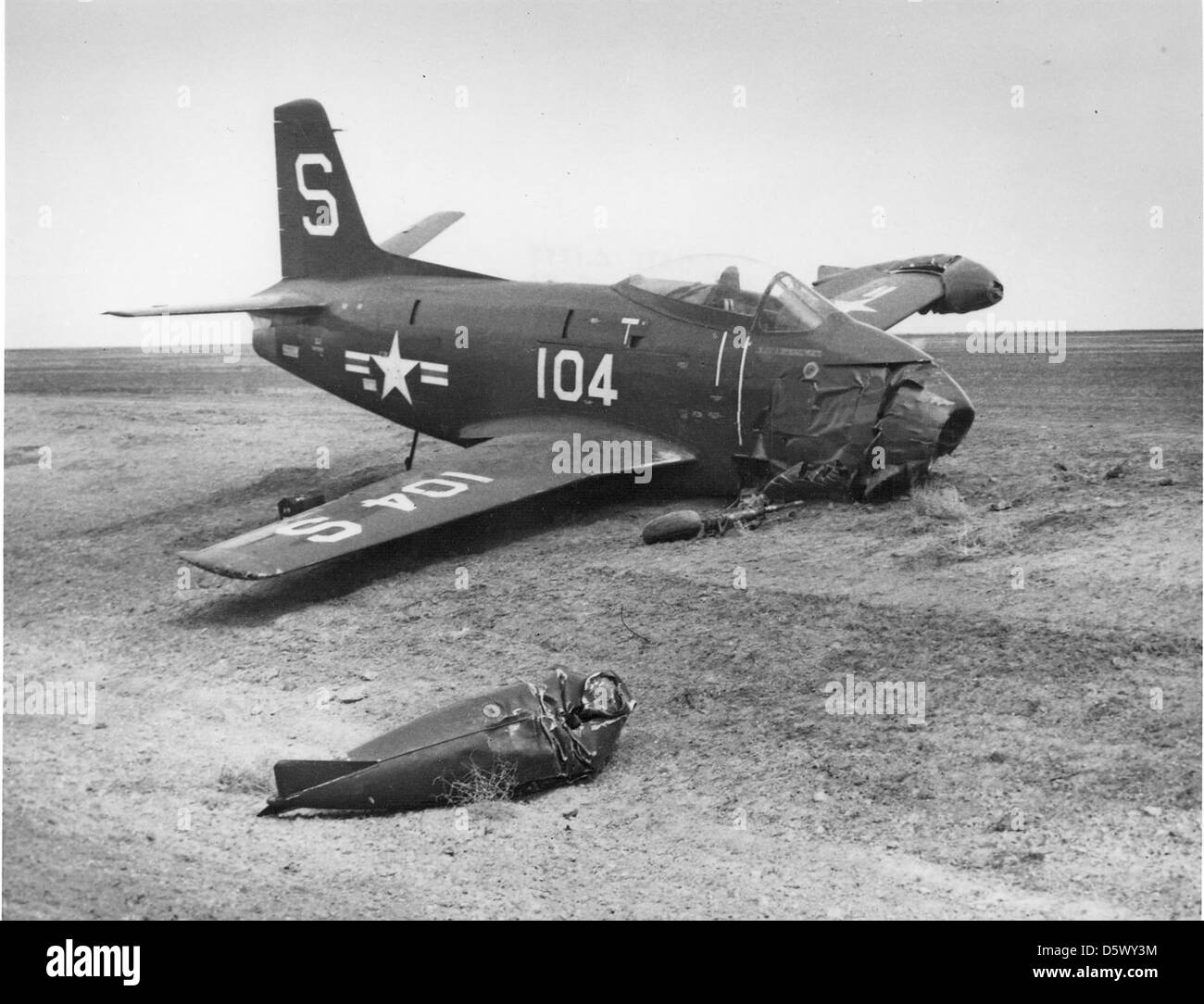 The FJ-1 Fury from VF-5A, piloted by LCDR Robert Elder, suffered a ...