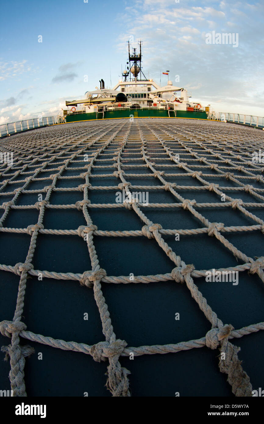 Helicopter landing deck of the seismic vessel Veritas Vantage Stock ...