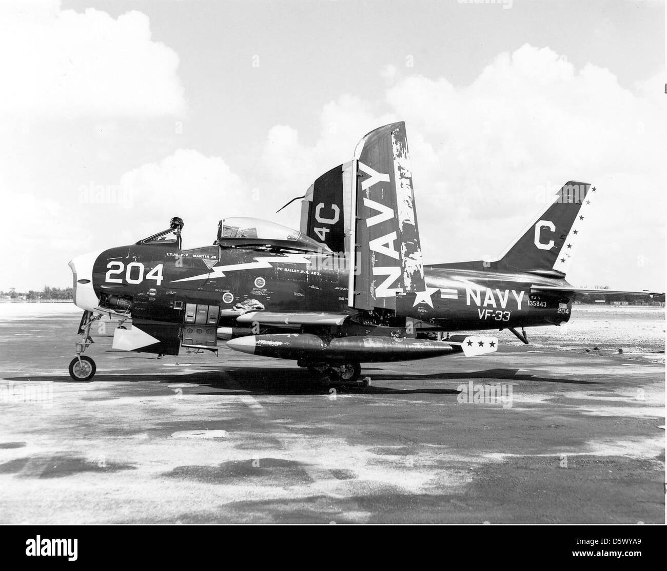 North American FJ-3 (F-1C) "Fury" of VF-33 at NAS Miami, FL. Pilot's ...
