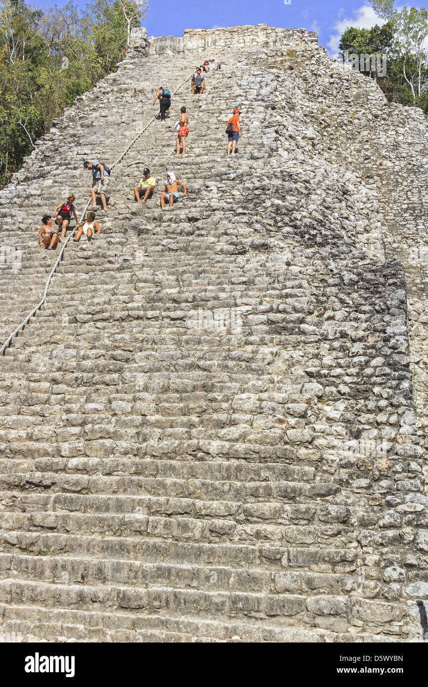 Climbers At Coba Pyramid Mexico Stock Photo - Alamy