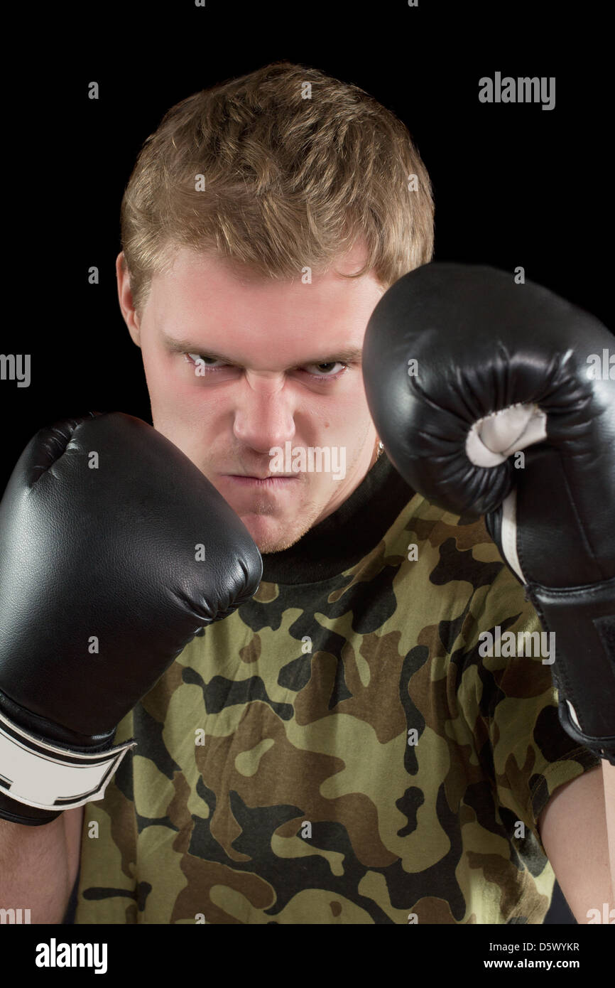 young man in boxing gloves Stock Photo - Alamy