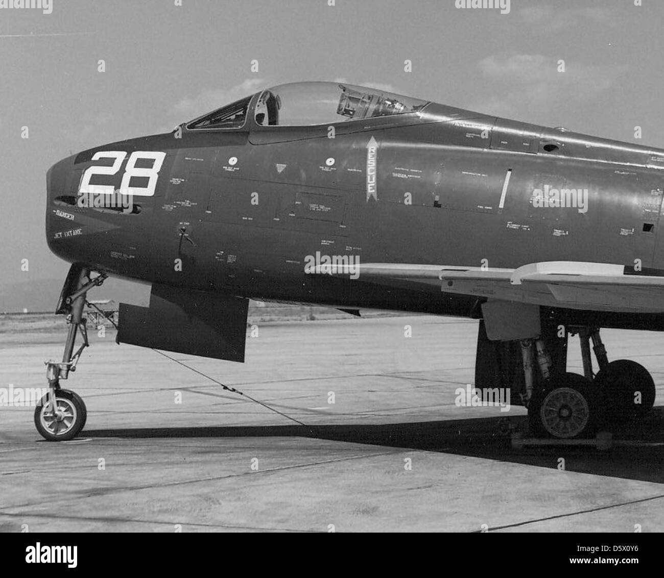 The North American FJ-4 Fury, a carrier-capable jet fighter, is seen at ...