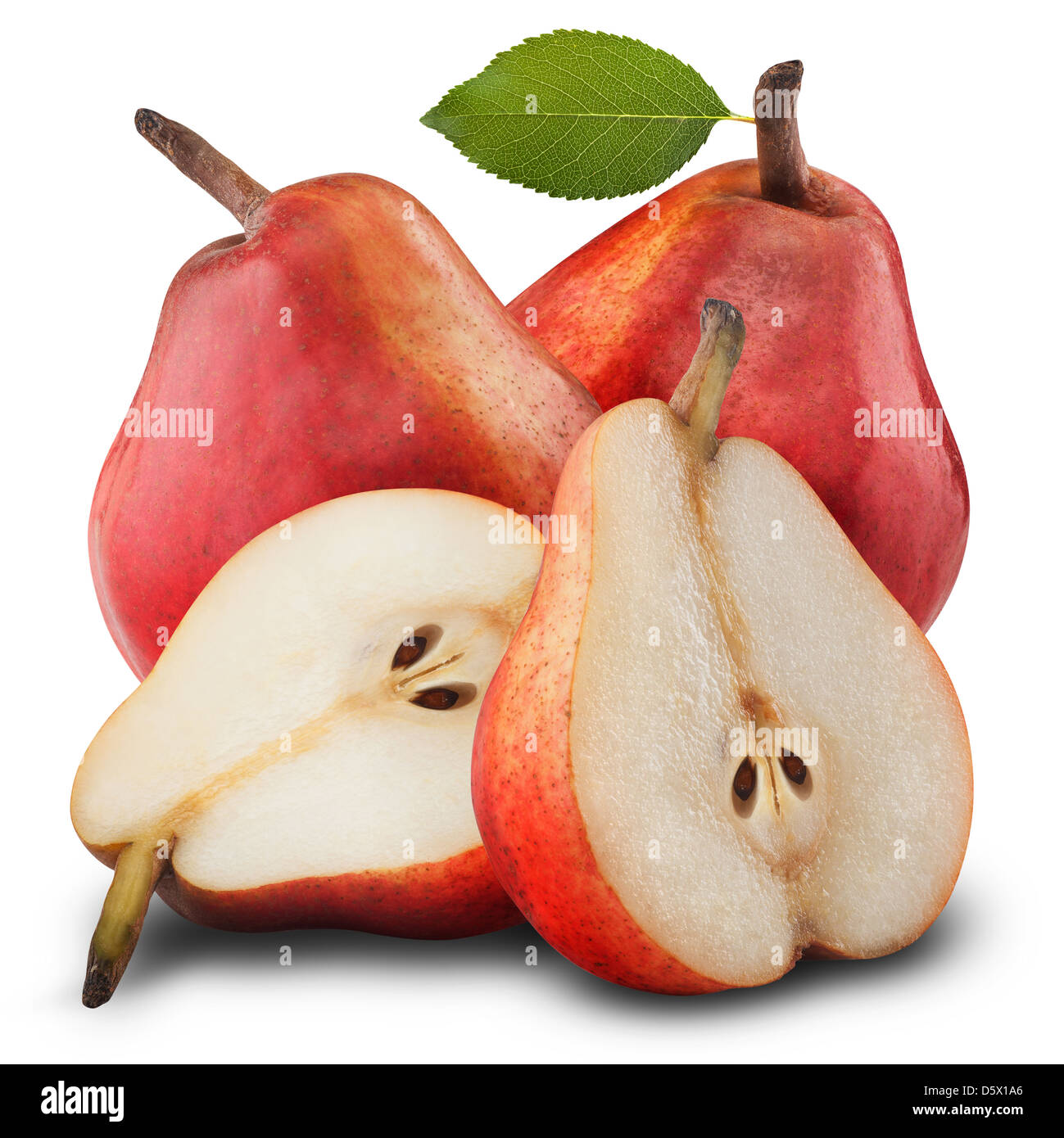 Ripe red pears isolated on white background. Clipping Path Stock Photo ...