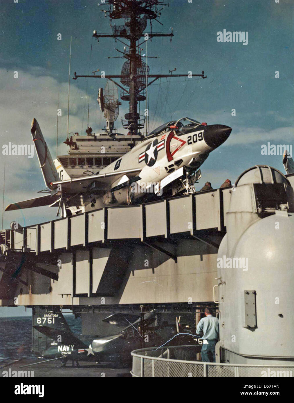 F3H-2M "Demon" of FS (VF) 61 on the flight deck of the USS SARATOGA ...