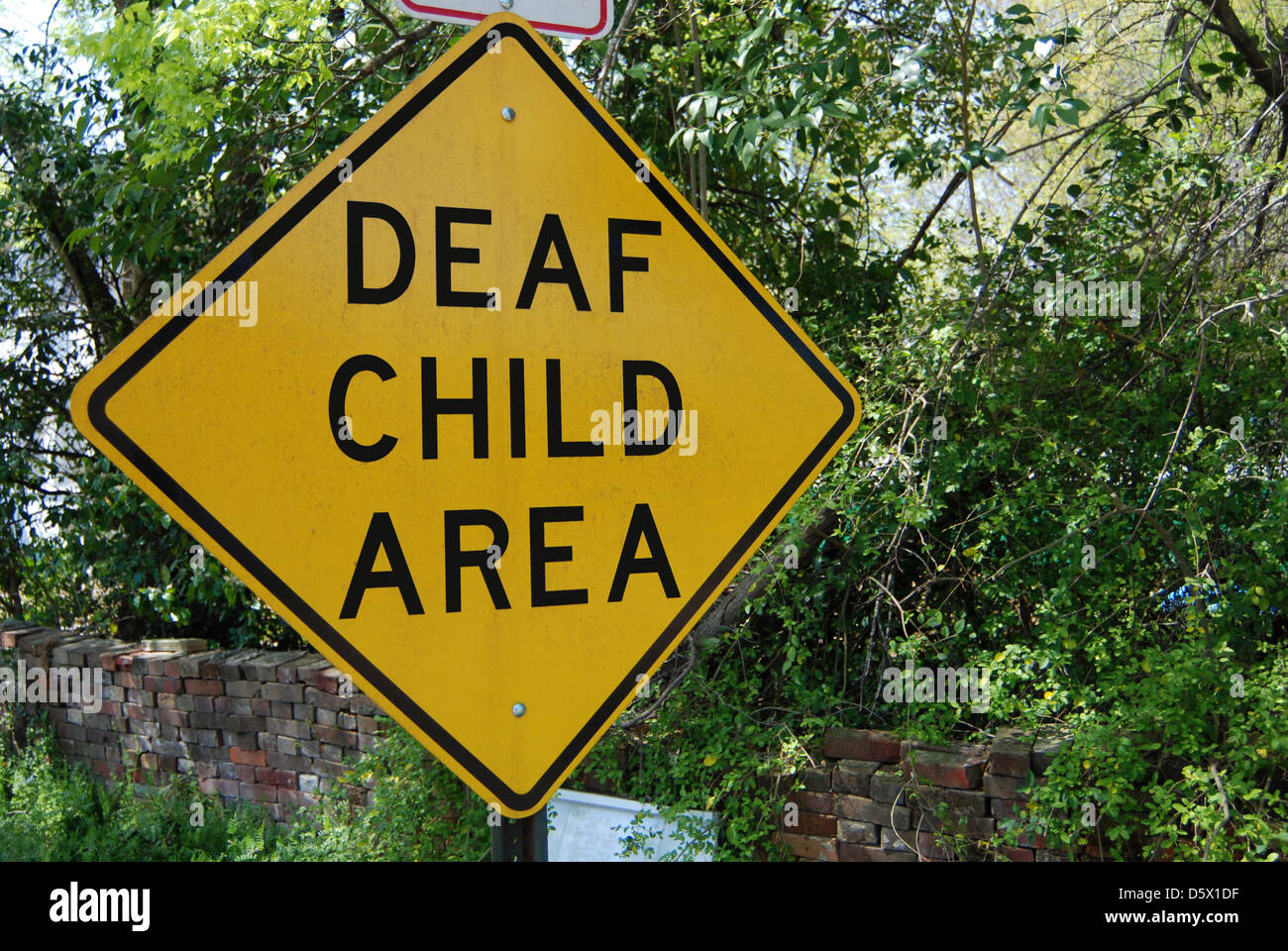 Traffic sign reading "Deaf Child Stock Photo - Alamy