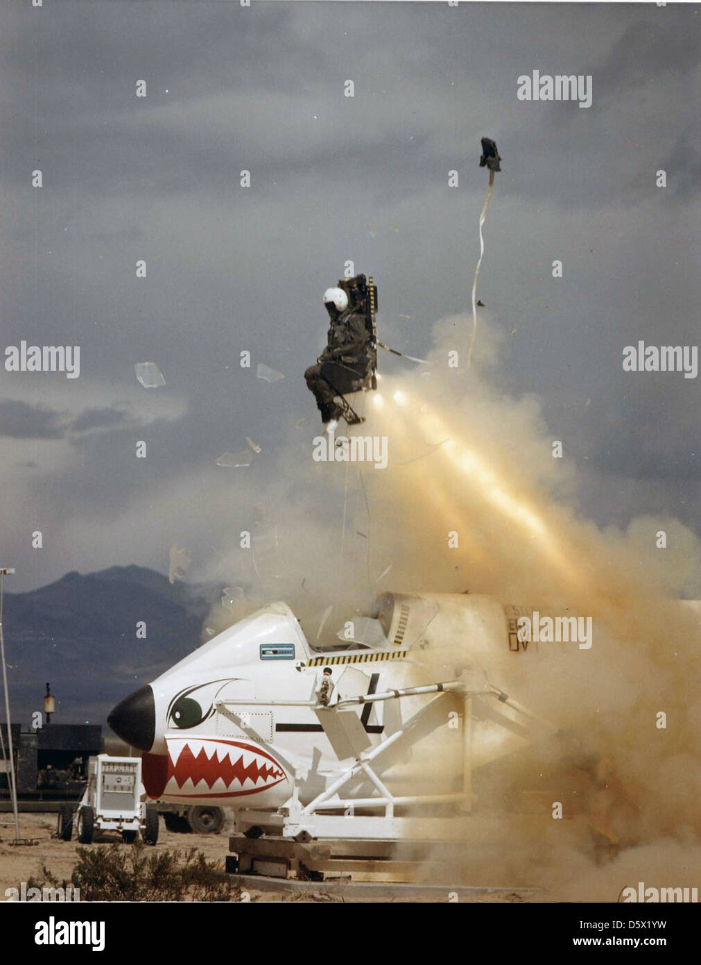 During escape system testing at NWC China Lake, California, a dummy is ...