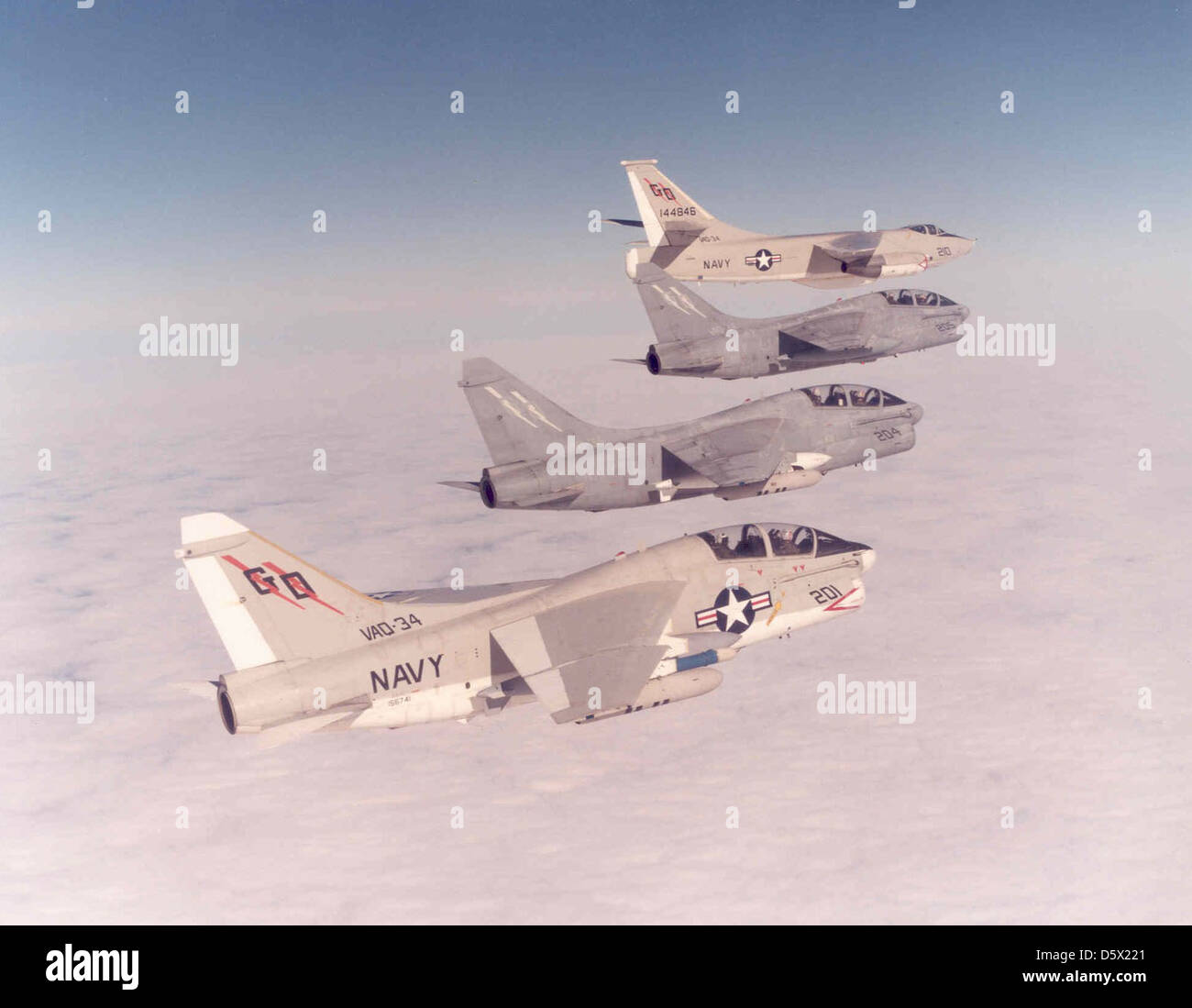 VAQ-34 LTV EA-7L "Corsair IIs" and a Douglas ERA-3B "Skywarrior" from ...