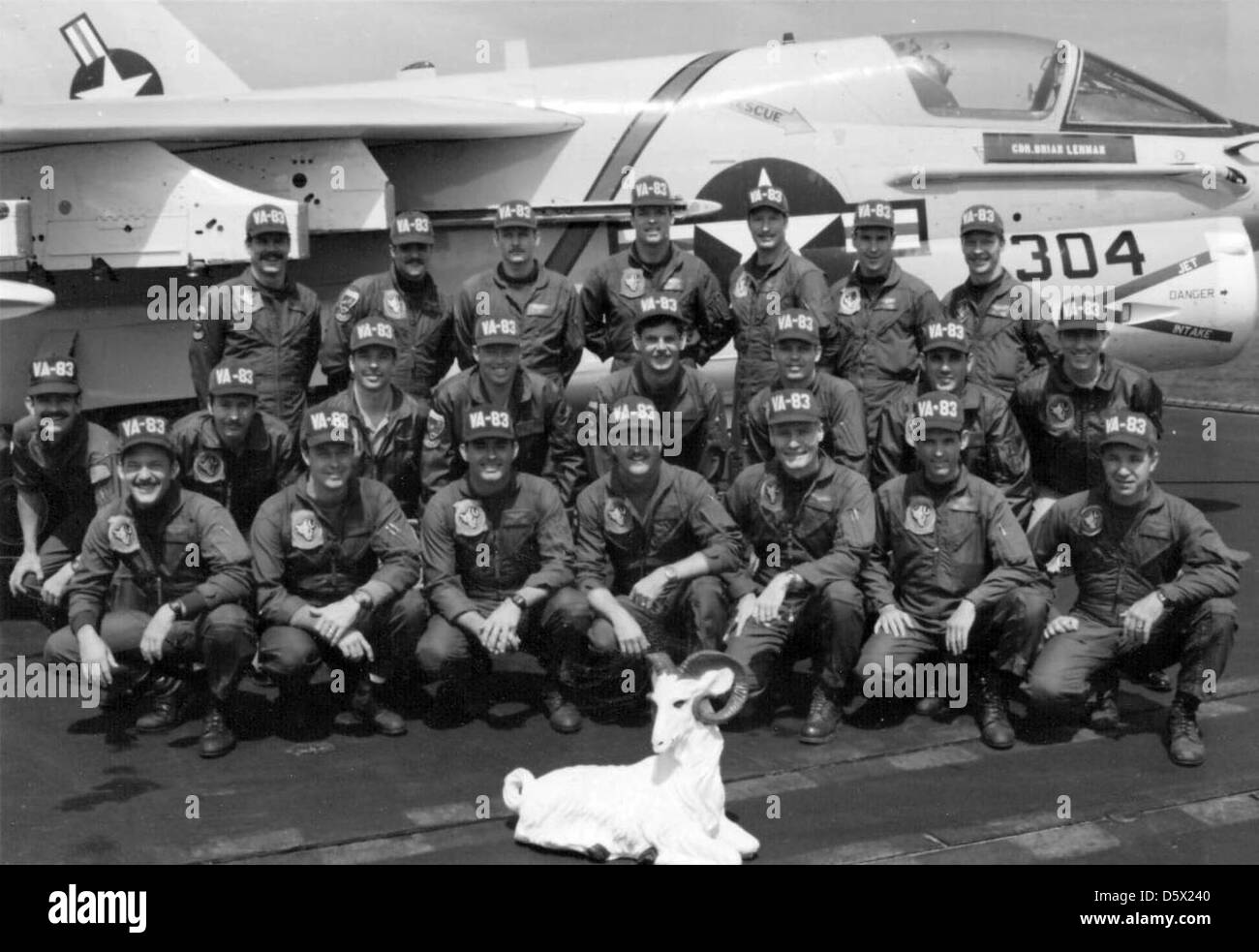 Group photograph of the officers of Attack Squadron (VA) 83 in front of ...