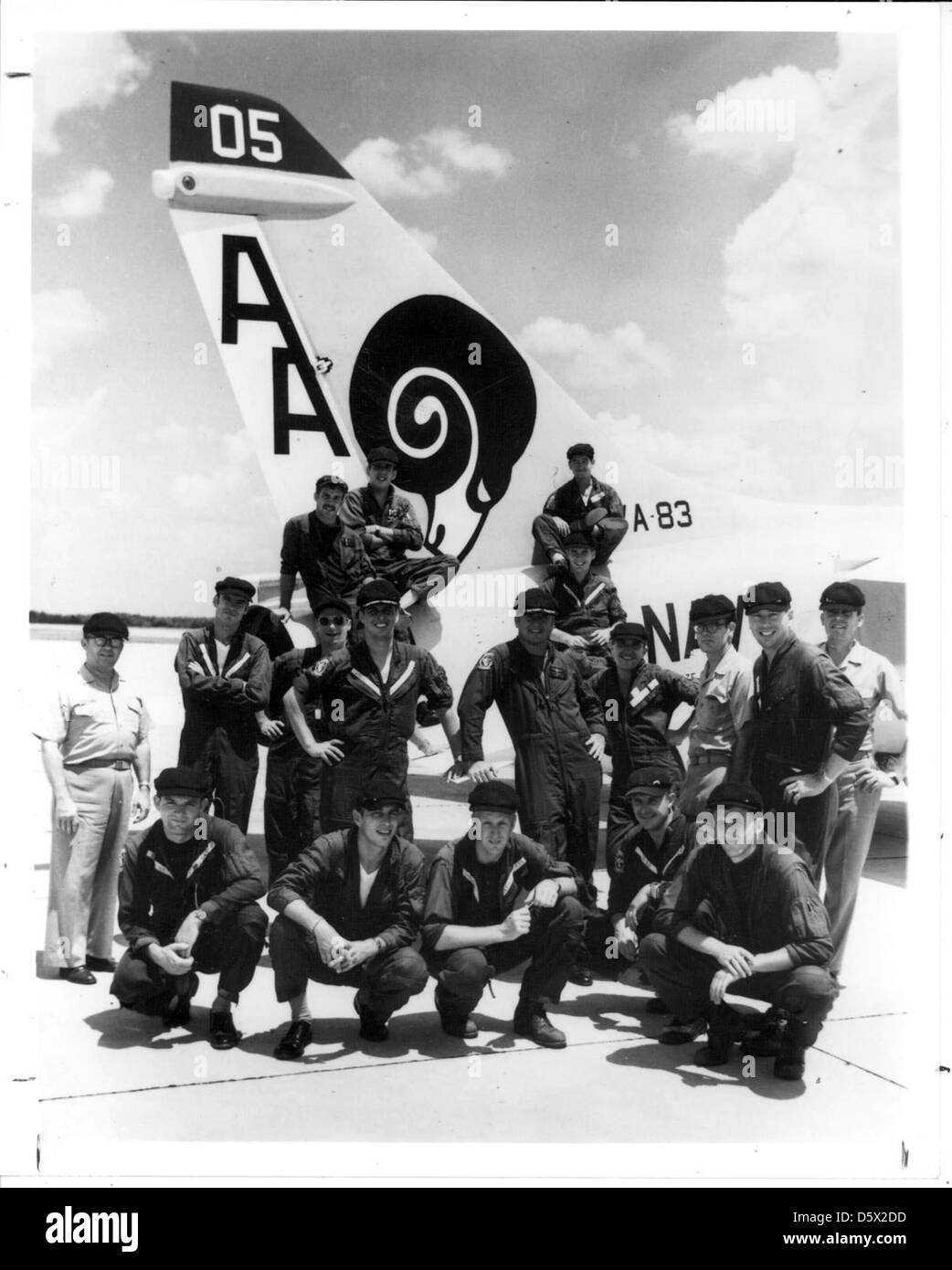 Officers of Attack Squadron 83 (VA-83) are seen with the new squadron ...