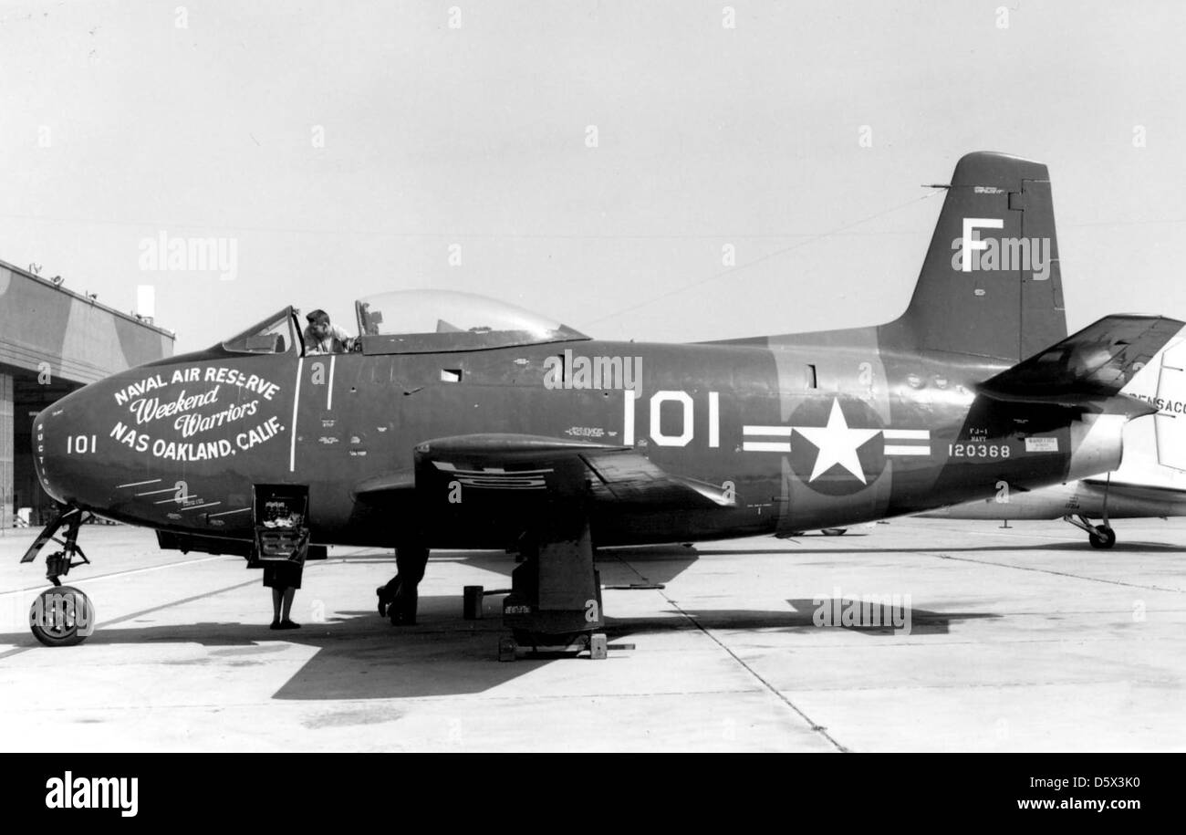The North American FJ-1 Fury, seen with the NARU Oakland, was the first ...