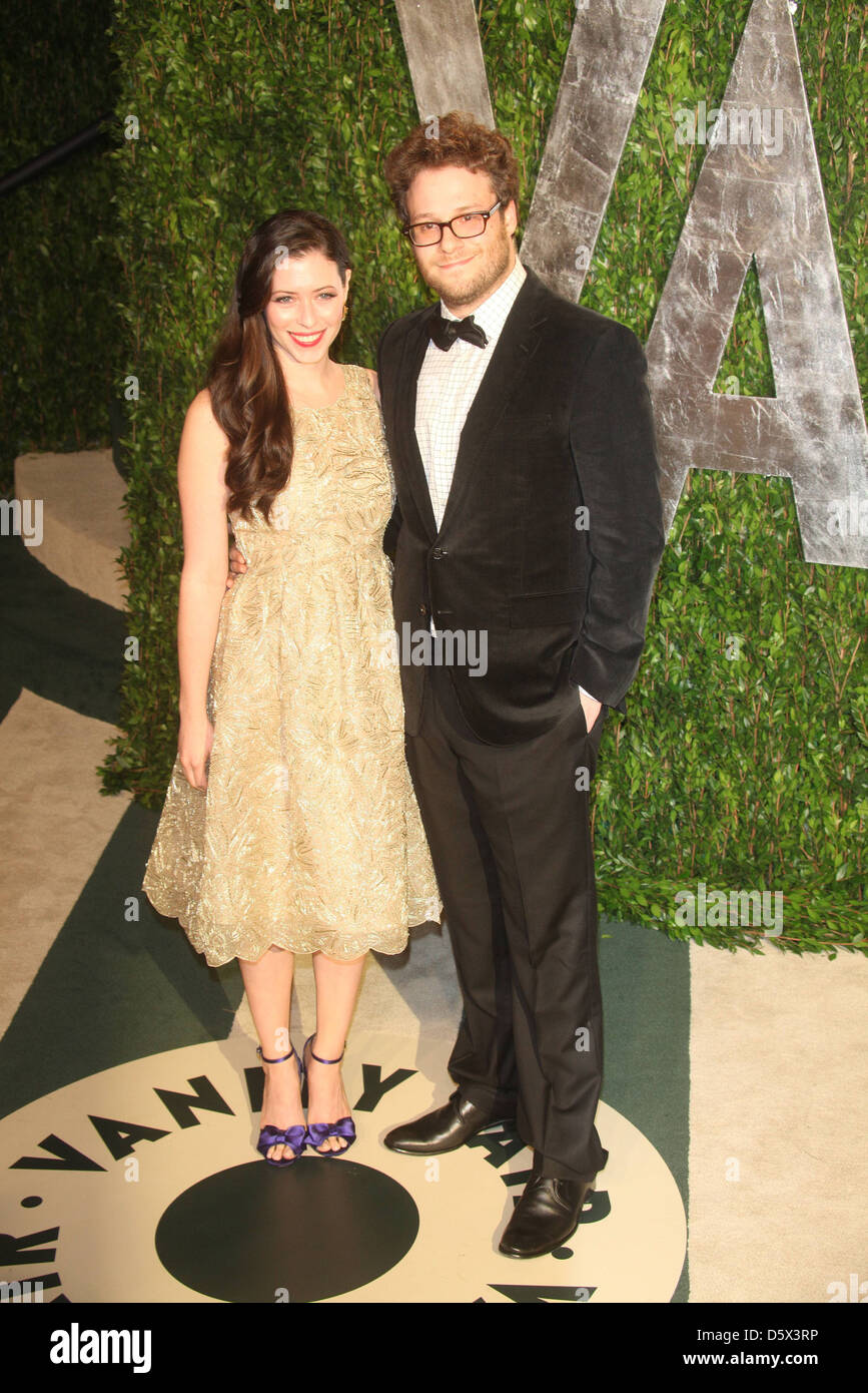 Seth Rogen and producer Lauren Miller 2012 Vanity Fair Oscar Party at ...