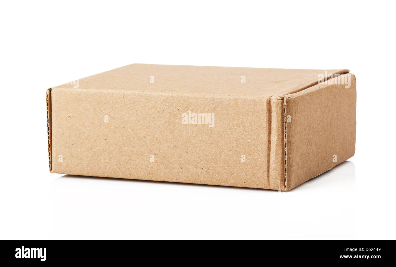 Closed paper box lying on white background Stock Photo - Alamy