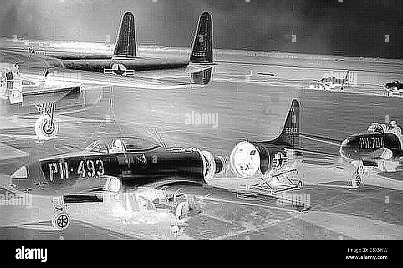 The Lockheed P-80 Shooting Star of the 1st Fighter Group at March Field ...