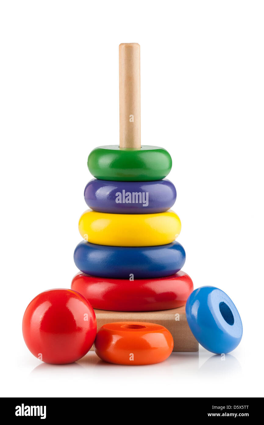 Children's toy pyramid on white background Stock Photo - Alamy