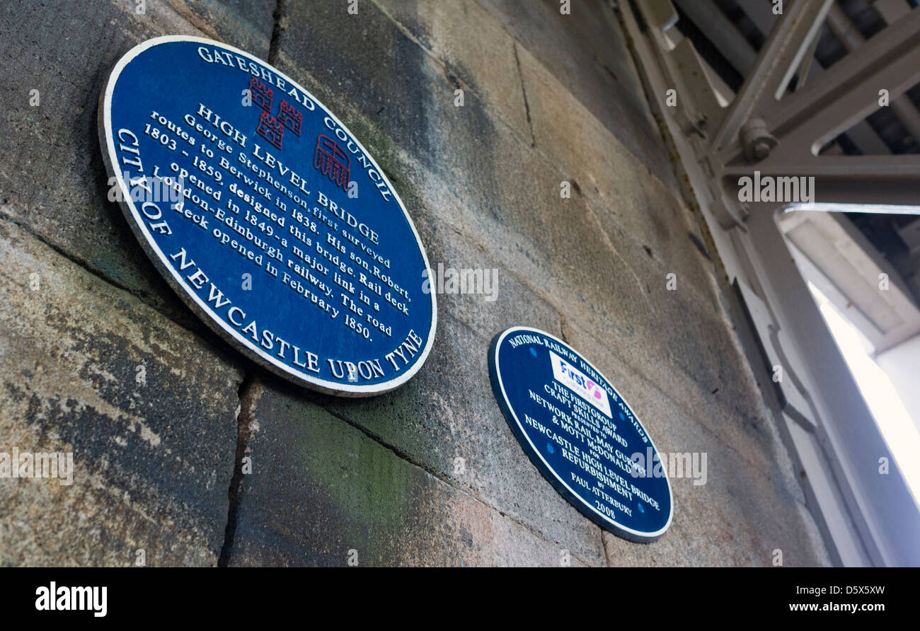 The High Level Bridge plaques. Designed by Robert Stephenson and built ...