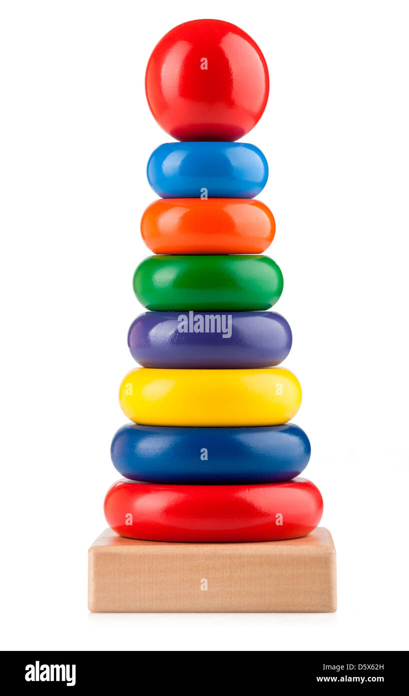 Children's toy pyramid on white background Stock Photo - Alamy