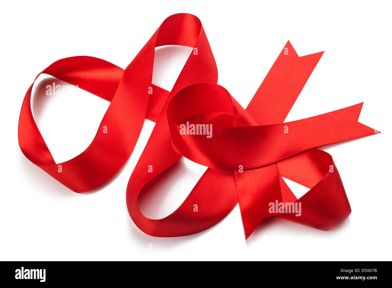 Beautiful red gift ribbon on a white background Stock Photo - Alamy