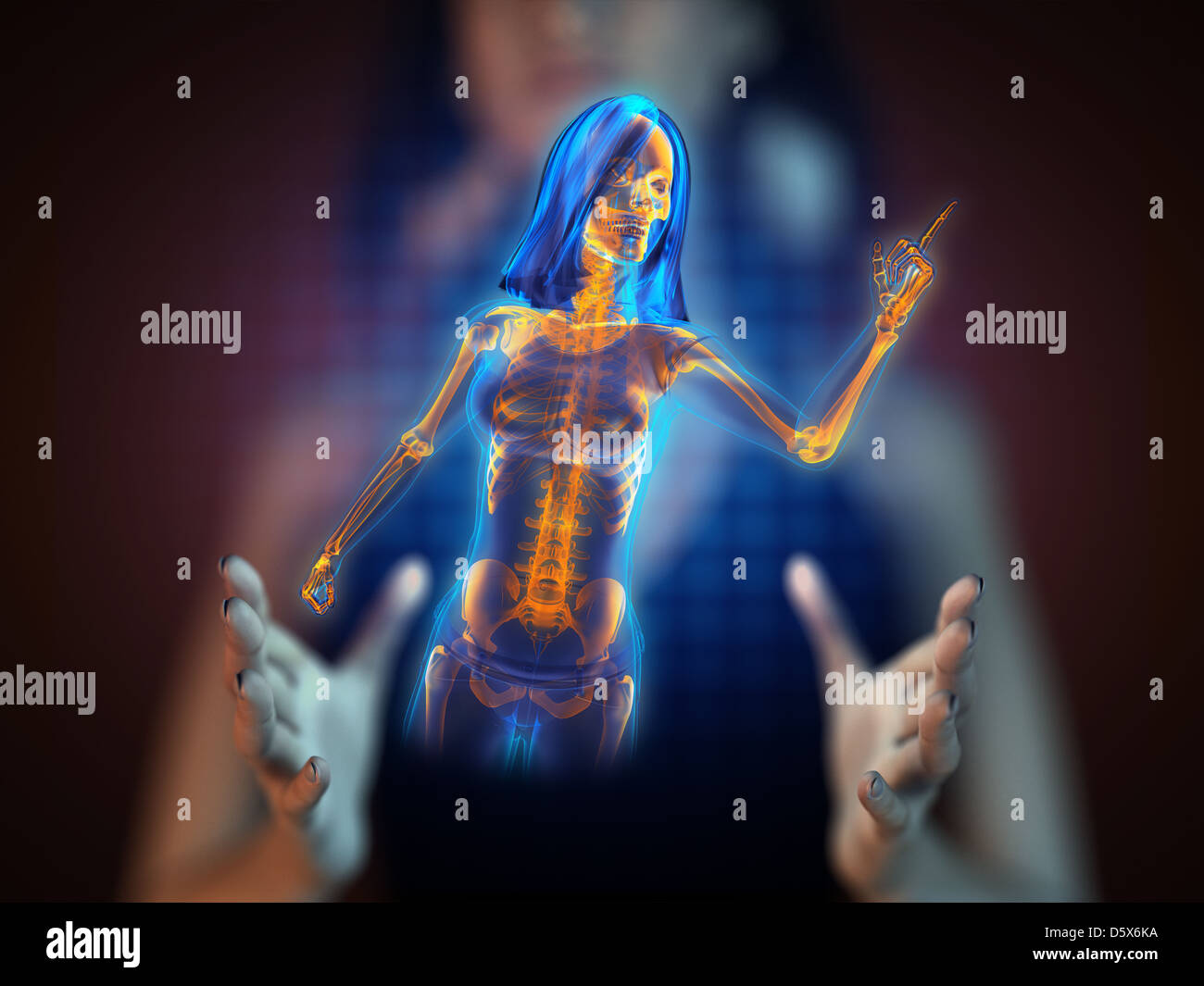 cute woman radiography on hologram Stock Photo - Alamy