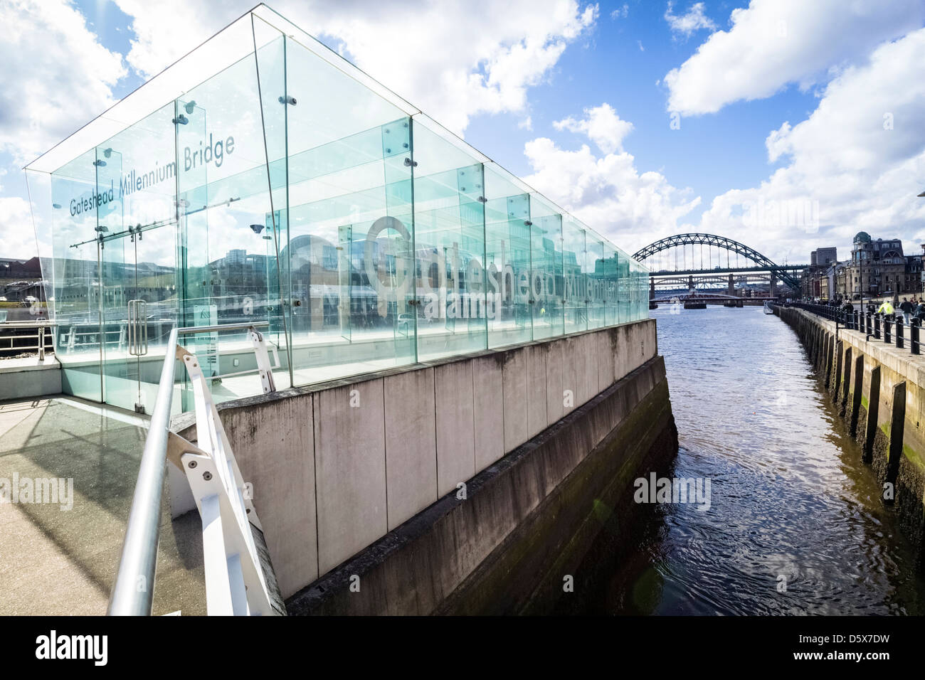 Gateshead Millennium Bridge from Newcastle Quayside Stock Photo - Alamy