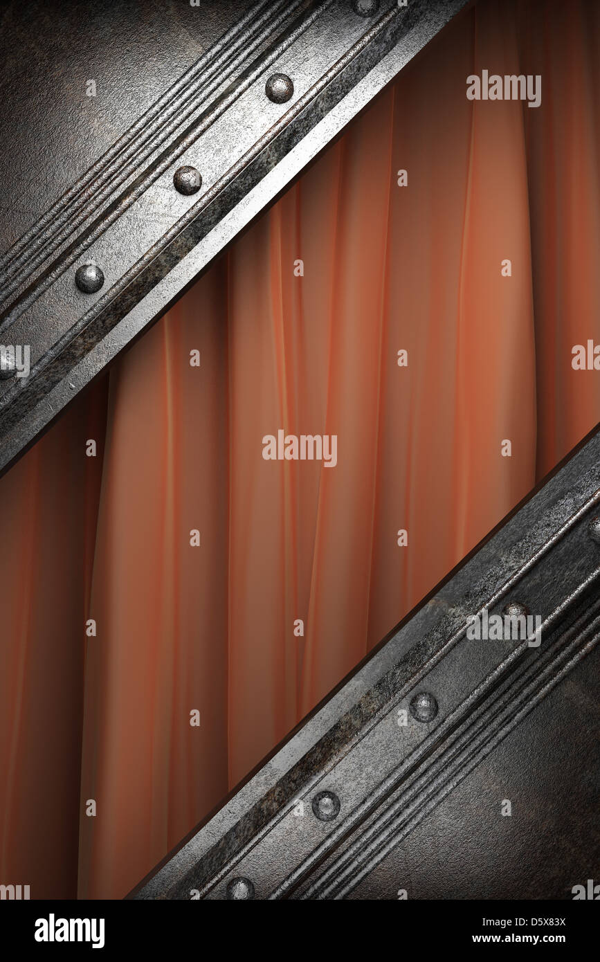 Metal on red curtain Stock Photo - Alamy