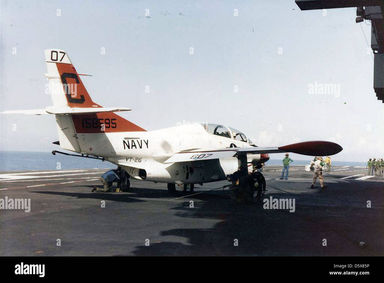 A North American T-2C "Buckeye" of Training Squadron (VT) 26 maneuvers ...