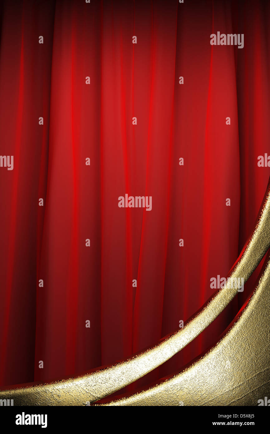 gold on red curtain Stock Photo - Alamy