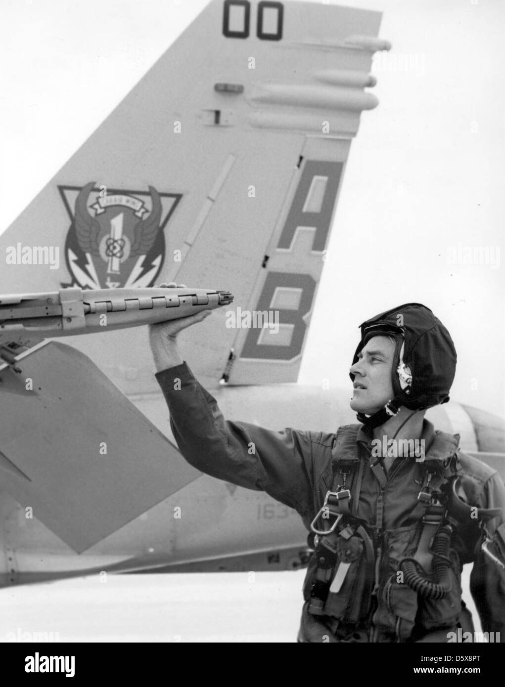 Captain Jay Johnson, Commander of Carrier Air Wing 1, preflights a ...