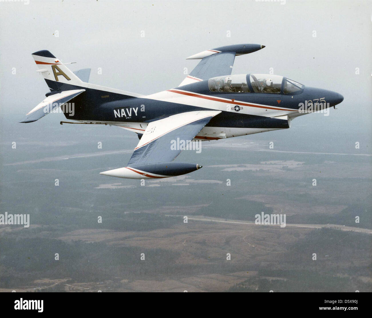 A North American T-2C "Buckeye" of Training Squadron (VT) 9, painted in ...