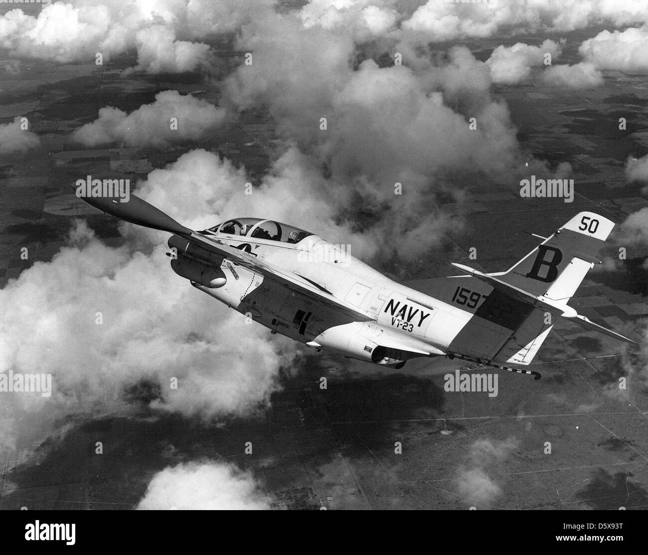 A North American T-2C "Buckeye" of Training Squadron (VT) 23 over Texas ...