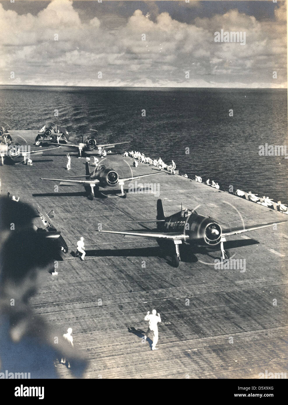Flight operations aboard the USS Intrepid (CV-11), an Essex-class ...