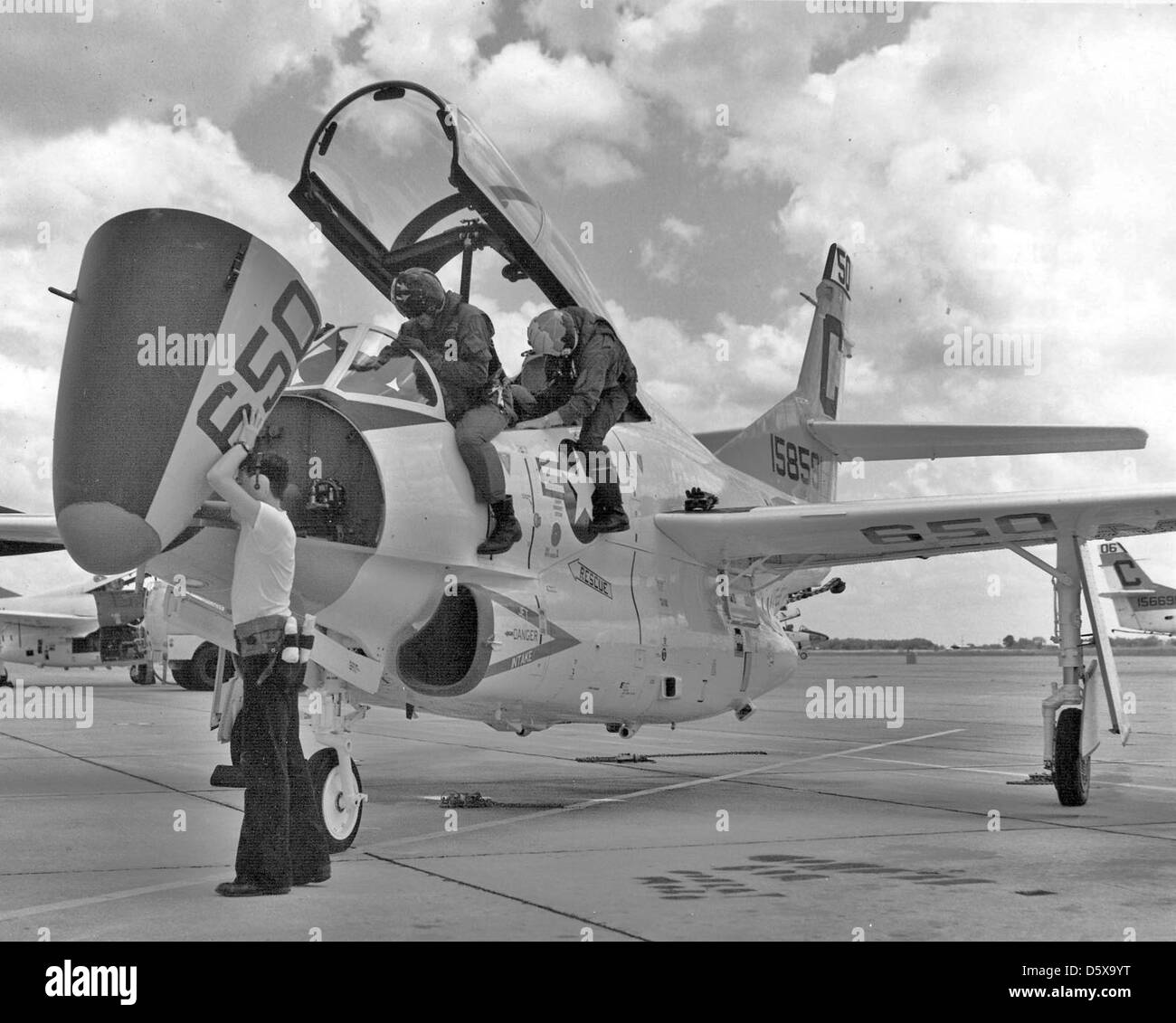 Instructor and student exit a North American T-2C "Buckeye" of Training ...