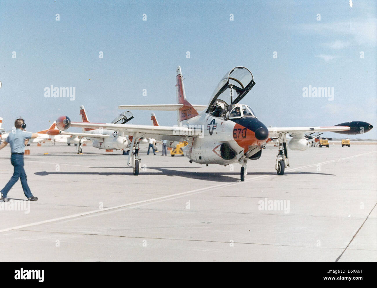 A North American T-2C "Buckeye" preparing to taxi with the canopy open ...