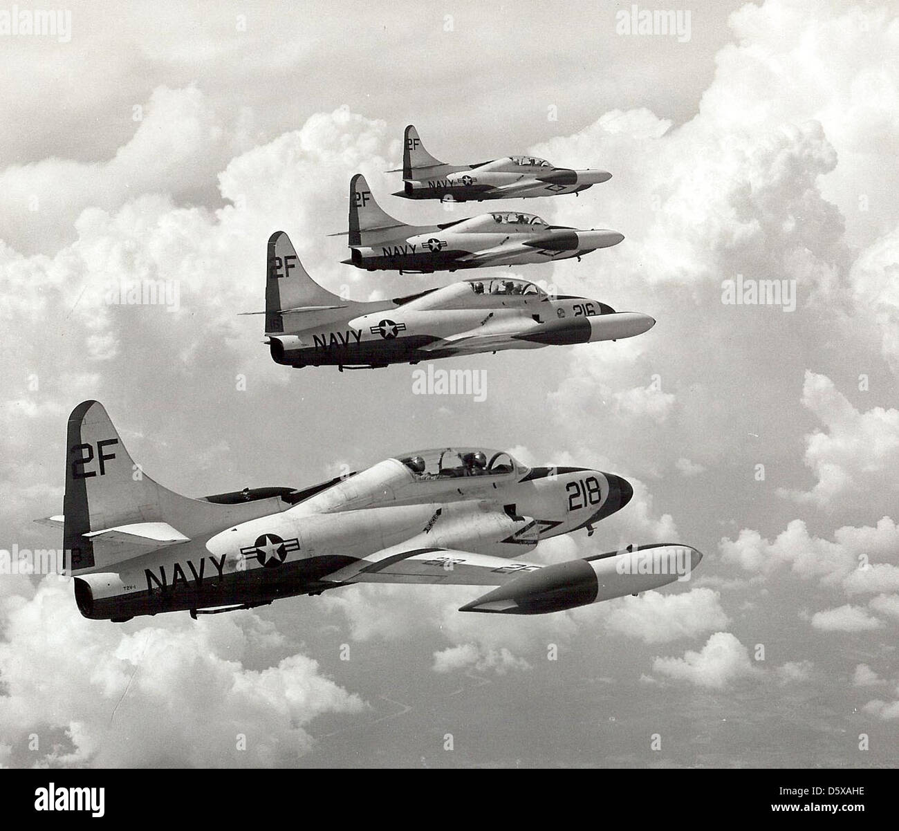 Lockheed T2V "Sea Stars" in echelon formation flight. All have tail ...
