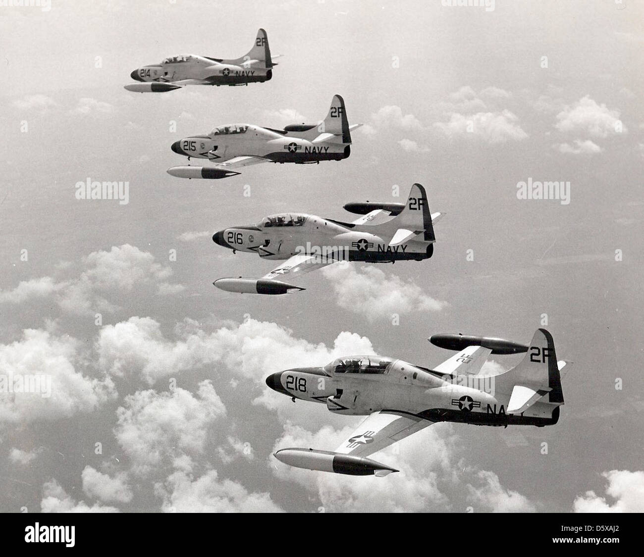 Lockheed T2V "Sea Stars" in flight from NAS Pensacola. All have tail ...