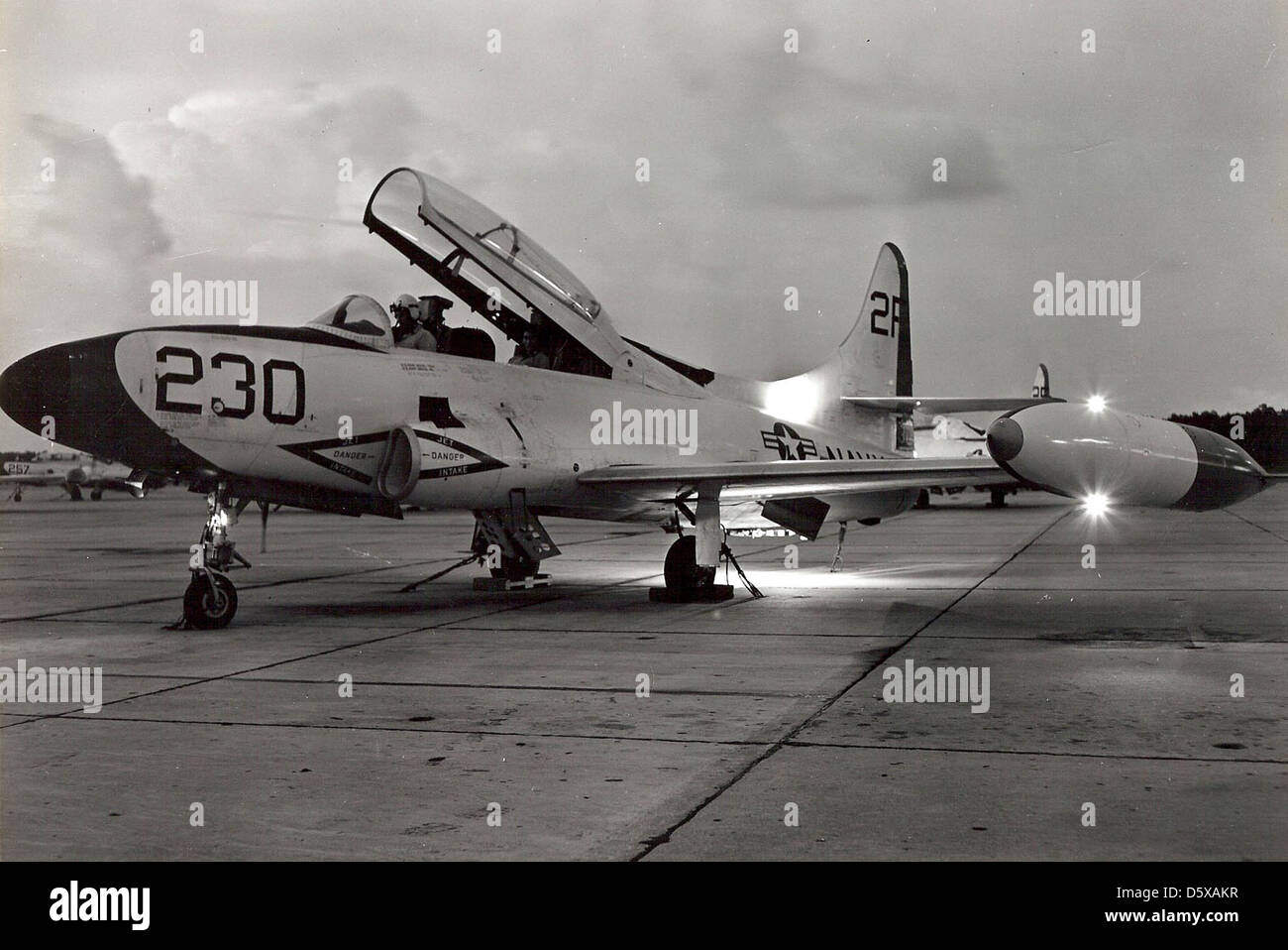 Lockheed T2V Sea Star aircraft, identified by tail marking 2P ...