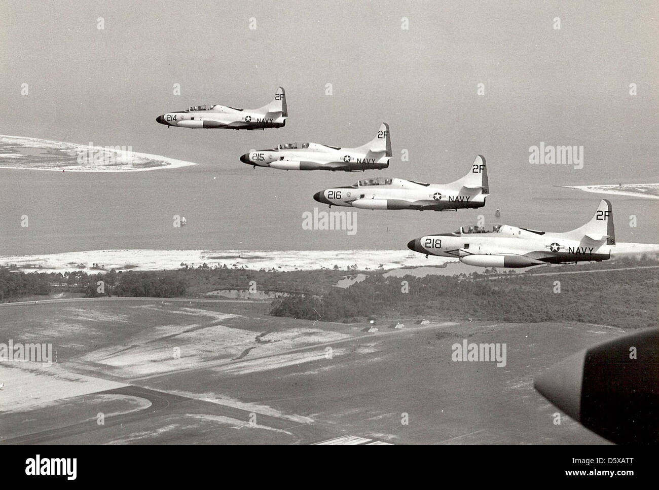 Lockheed T2V "Sea Stars" in echelon formation flight. All have tail ...