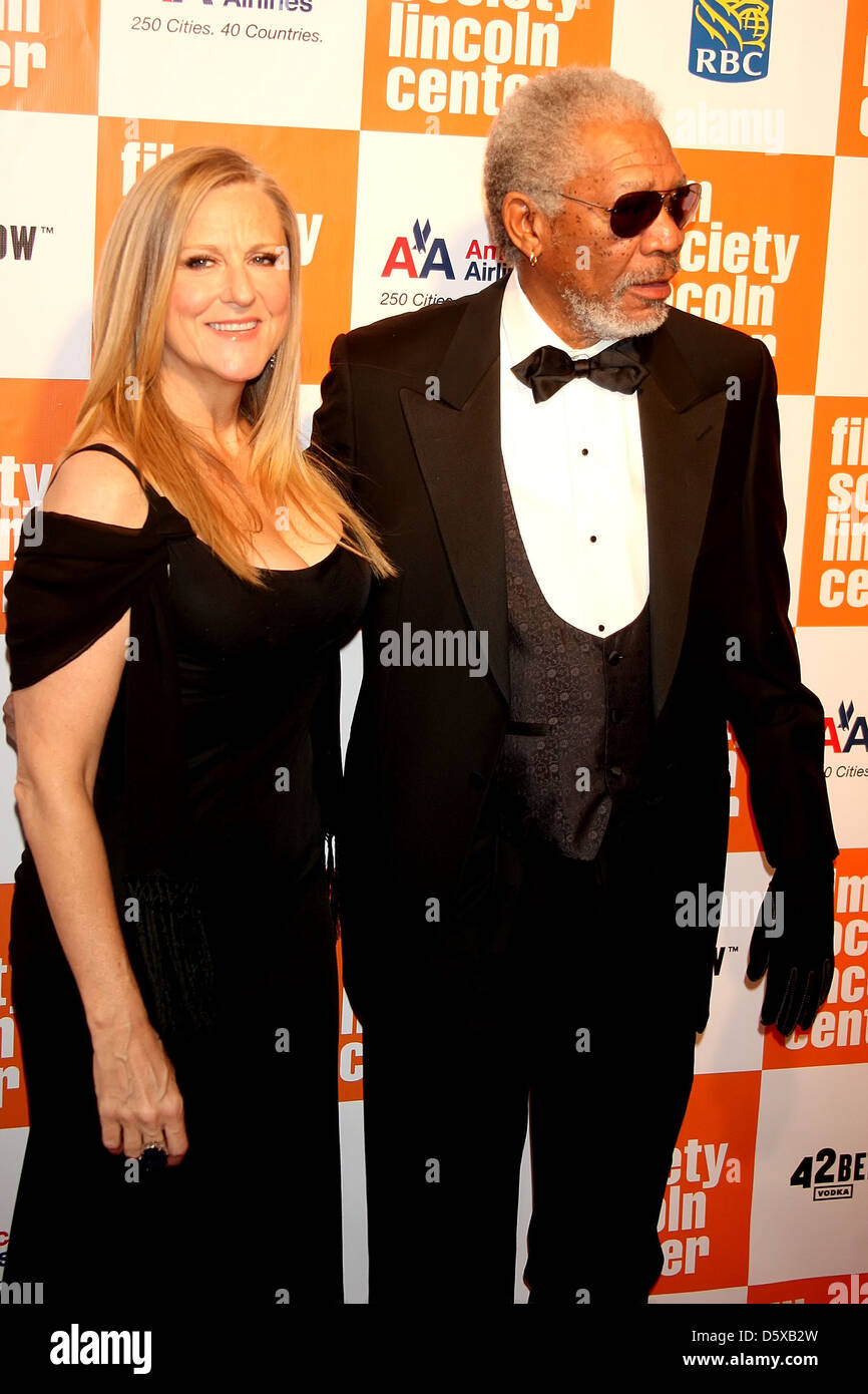 Lori McCreary and Morgan Freeman attend the Lincoln Center Film Society ...