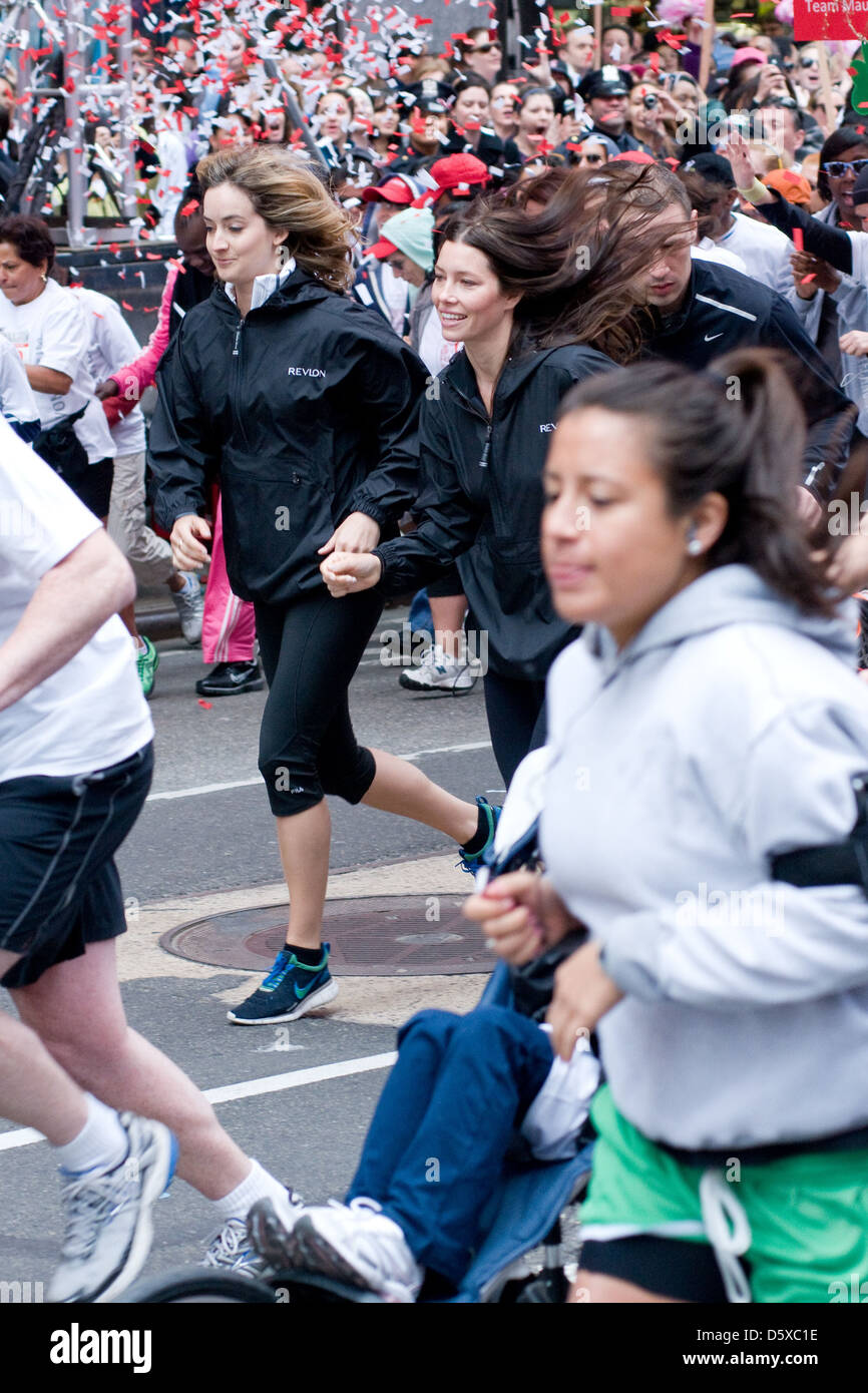 Jessica Biel running 14th Annual Revlon Walk/Run for Women event, held ...