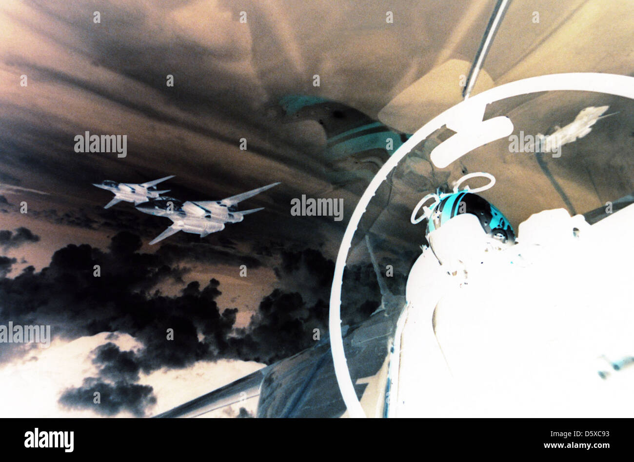 This view captures three Grumman F-14A Tomcats, seen from the front ...