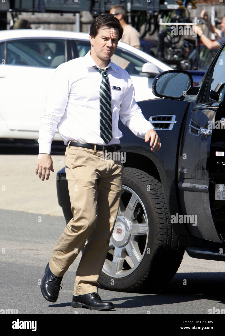 Mark Wahlberg on the film set of his new movie 'Ted' Boston ...