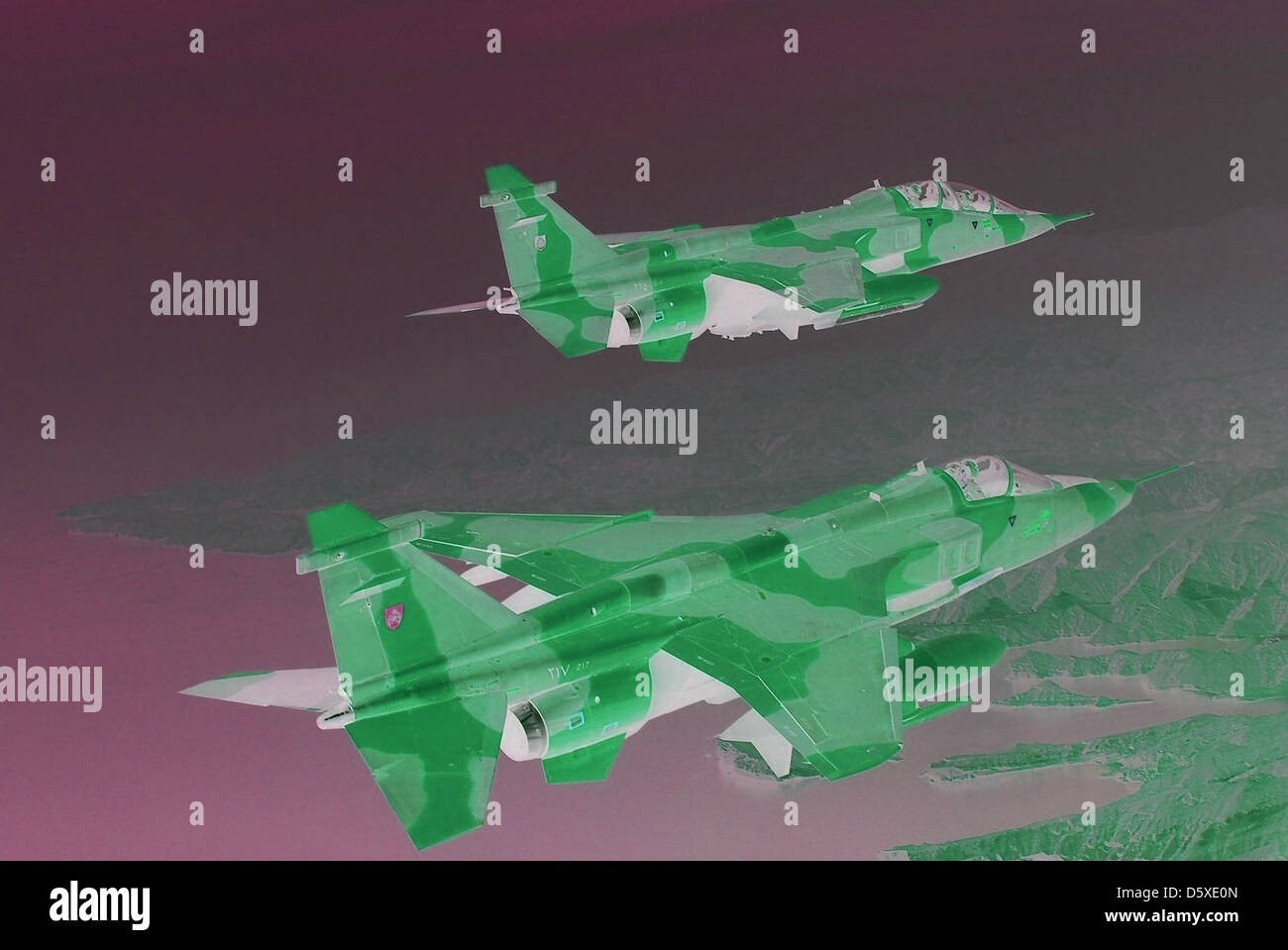 A formation of aircraft, including the aircraft marked as 217, flying ...