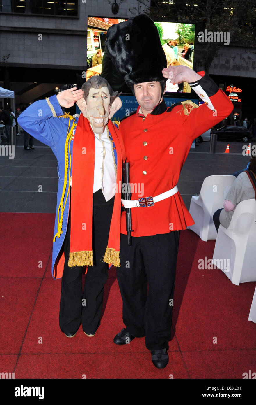 Masked royal look-a-like posing as Prince Charles and a Queen's Guard ...