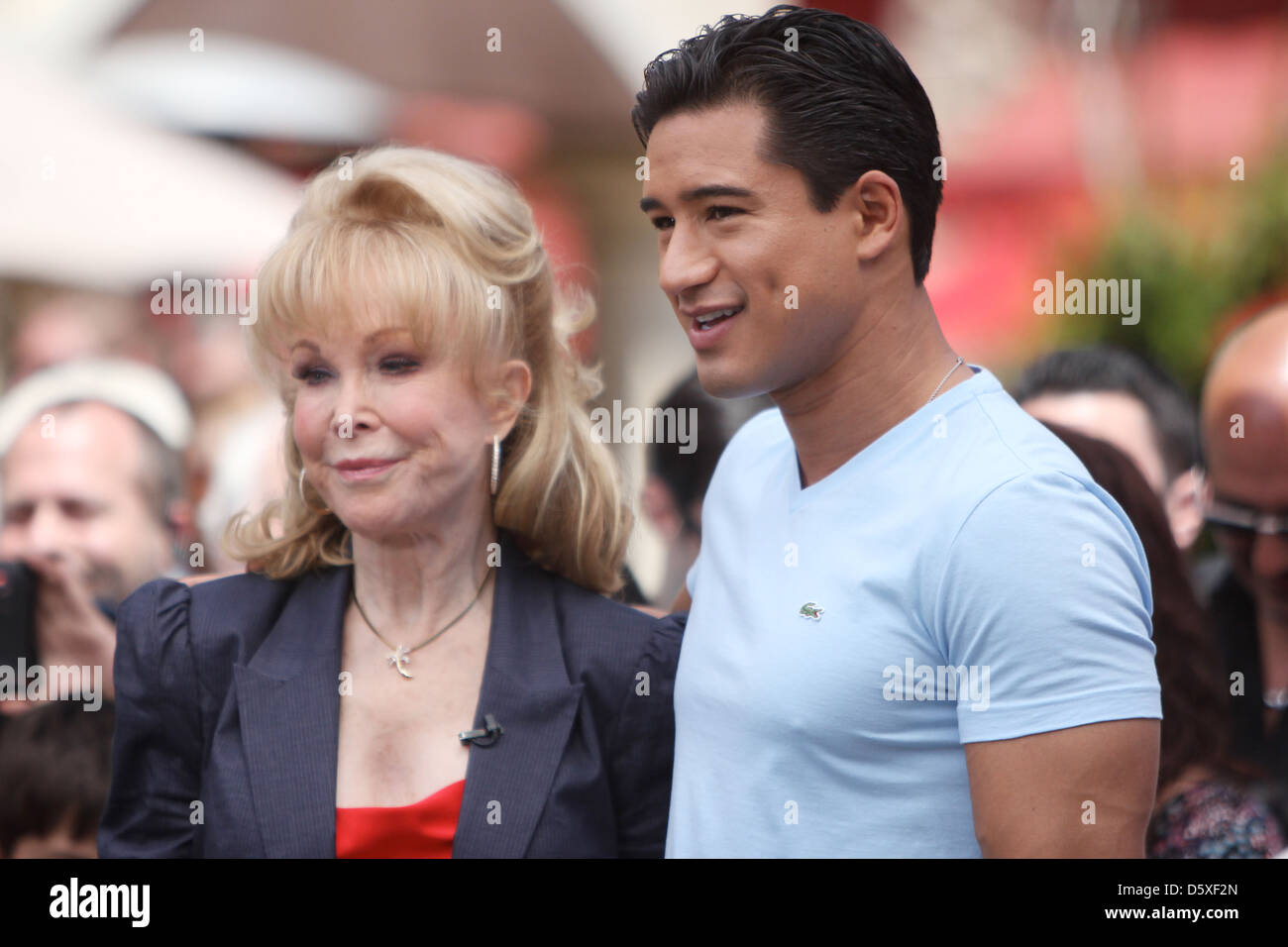 Barbara Eden filming an interview with Mario Lopez for the ...