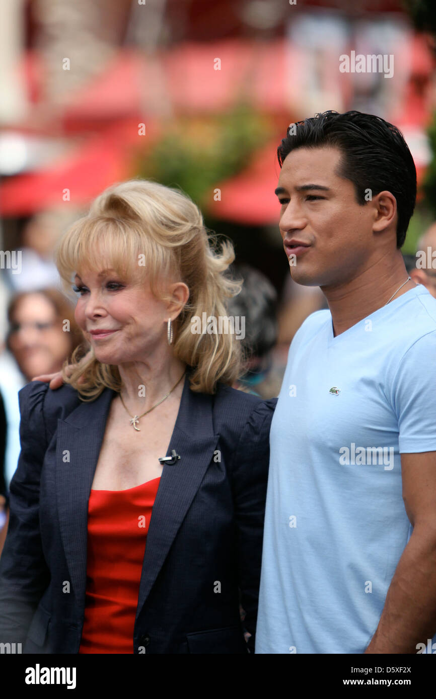 Barbara Eden filming an interview with Mario Lopez the entertainment ...