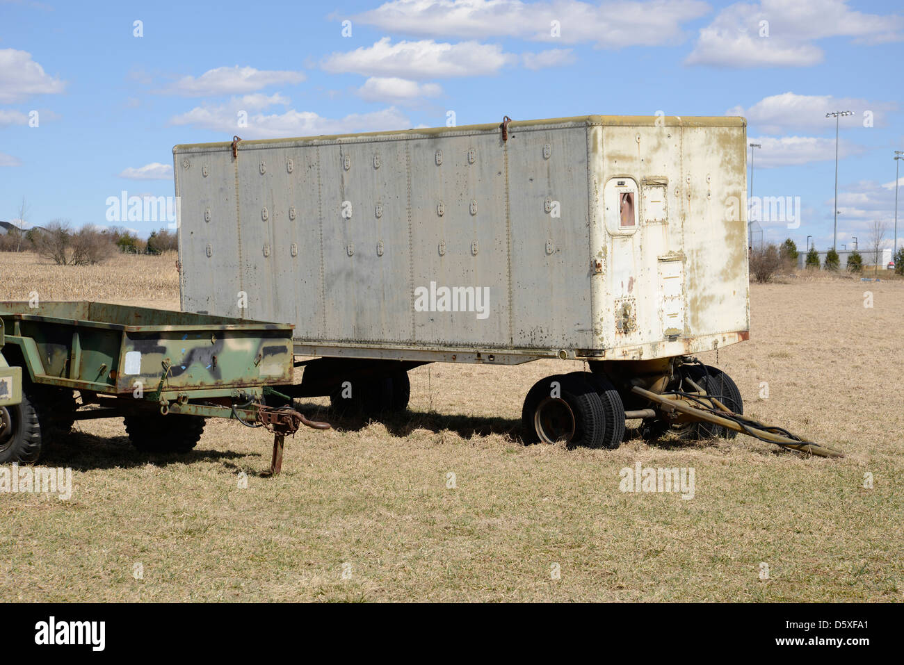 old abandoned freight container sitting in a field Stock Photo - Alamy