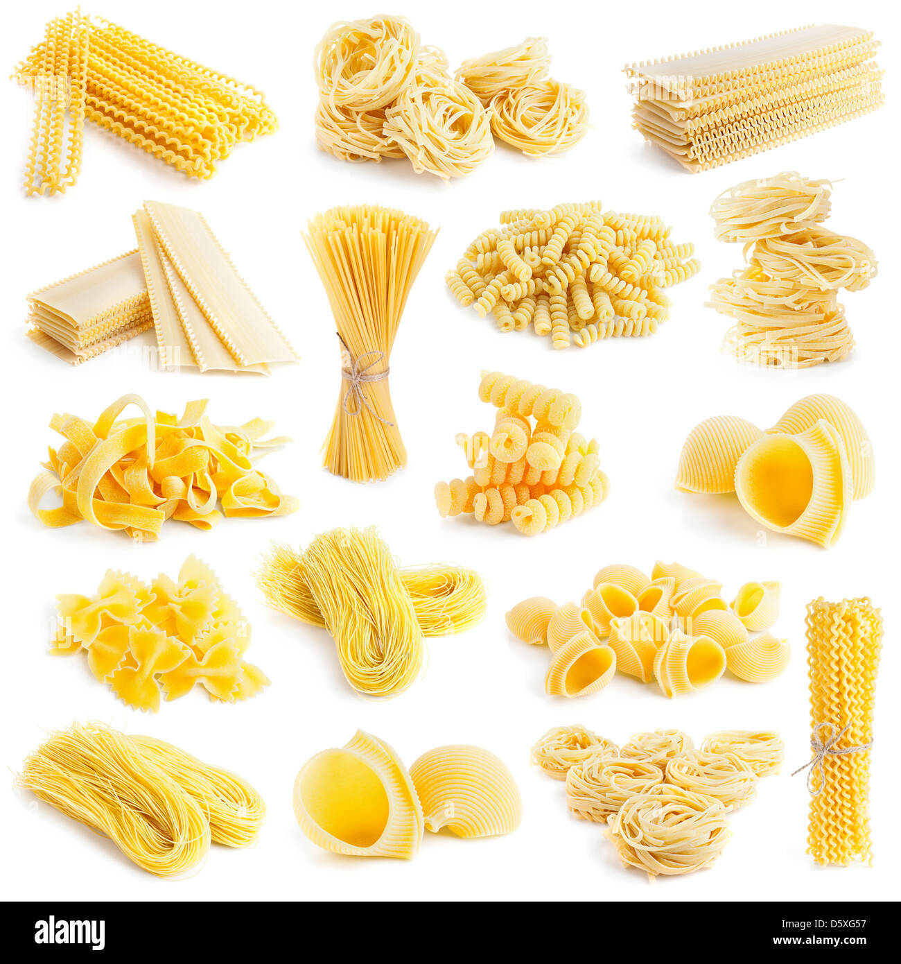 pasta collection isolated on white background Stock Photo - Alamy